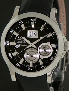 Seiko Luxe Premier wrist watches - Premier Kinetic Perpetual Blac SNP005.