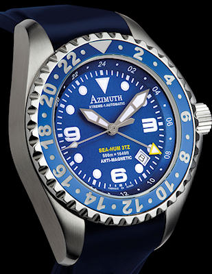 Azimuth Extreme-1 wrist watches - Blue Sea-Hum 3time Zone SEA-HUM 3TZ2.
