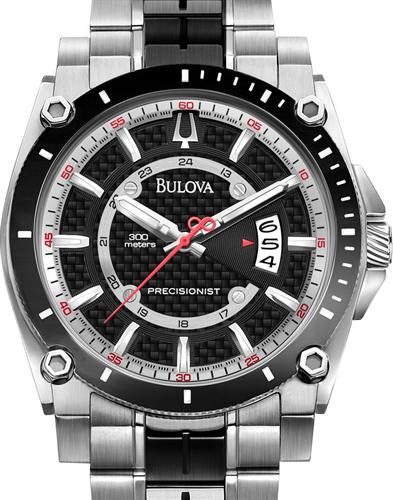 Bulova Precisionist wrist watches - Champlain Steel Carbon Dial 98B180.