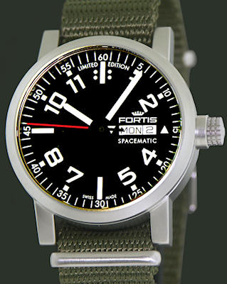 Fortis Spacematic wrist watches - Spacematic Black On Green Nato 623.22 ...